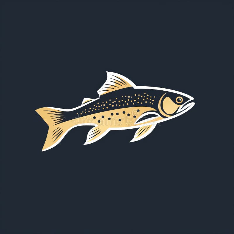 Brown Trout Logo in Black and Gold - Flat Illustration Design Stock ...