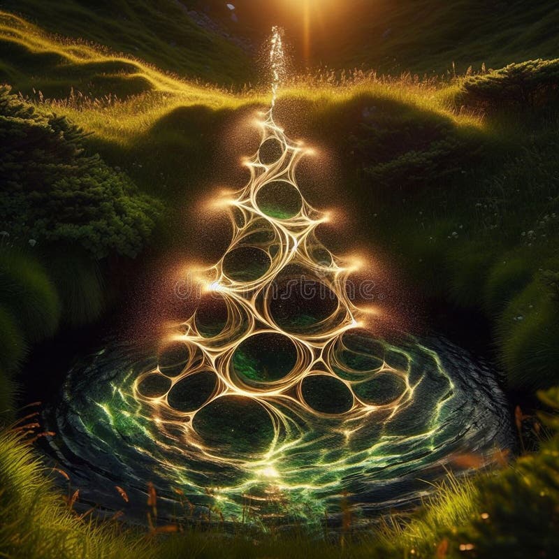 A Stylized Image of a Luminous Tree-shaped Structure Emerging from a ...