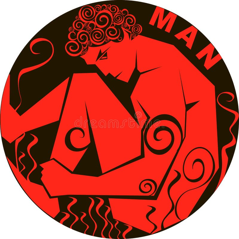 Stylized Image of a Man in a Circle Stock Vector - Illustration of body ...