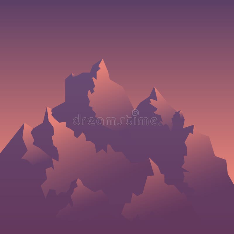 Stylized Image of Mountains at Sunrise Stock Vector - Illustration of ...
