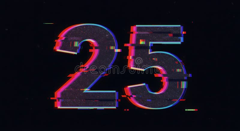 Glitching Number 25: Retro Digital Art Stock Image - Image of five ...
