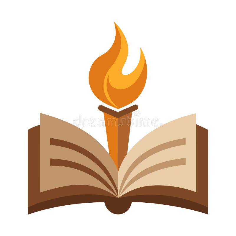 Torch of Knowledge: Open Book with Flame, Education and Inspiration ...