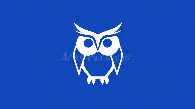 Stylized Image of an Owl Logo on a Blue Background Stock Illustration ...