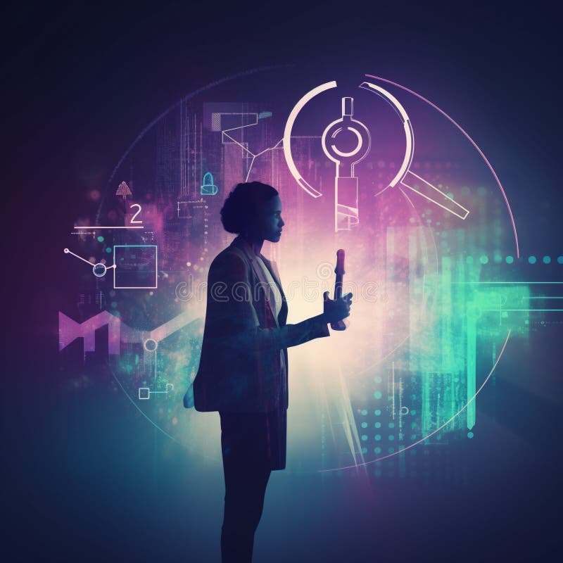 Stylized Image of Person Holding a Key with a Chart and Graph ...