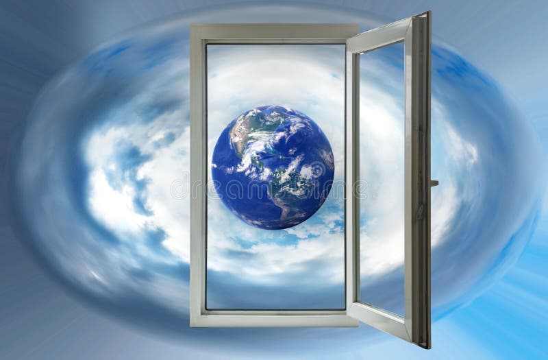 Image of Planet Earth in an Open Window Stock Illustration ...