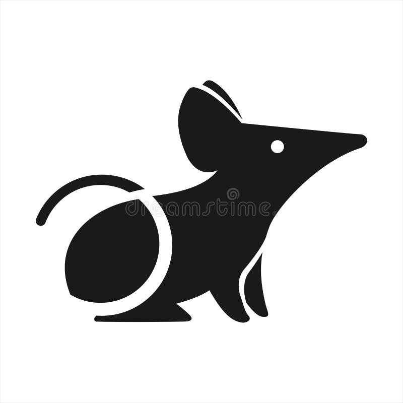 Stylized Image of a Rat or Mouse. Black and White Stylish Icon, Logo in ...