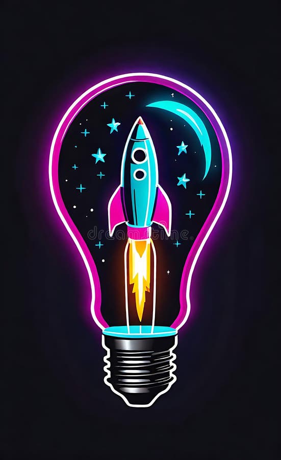 Rocket Bulb Vector Log Design. Stock Vector - Illustration of ...