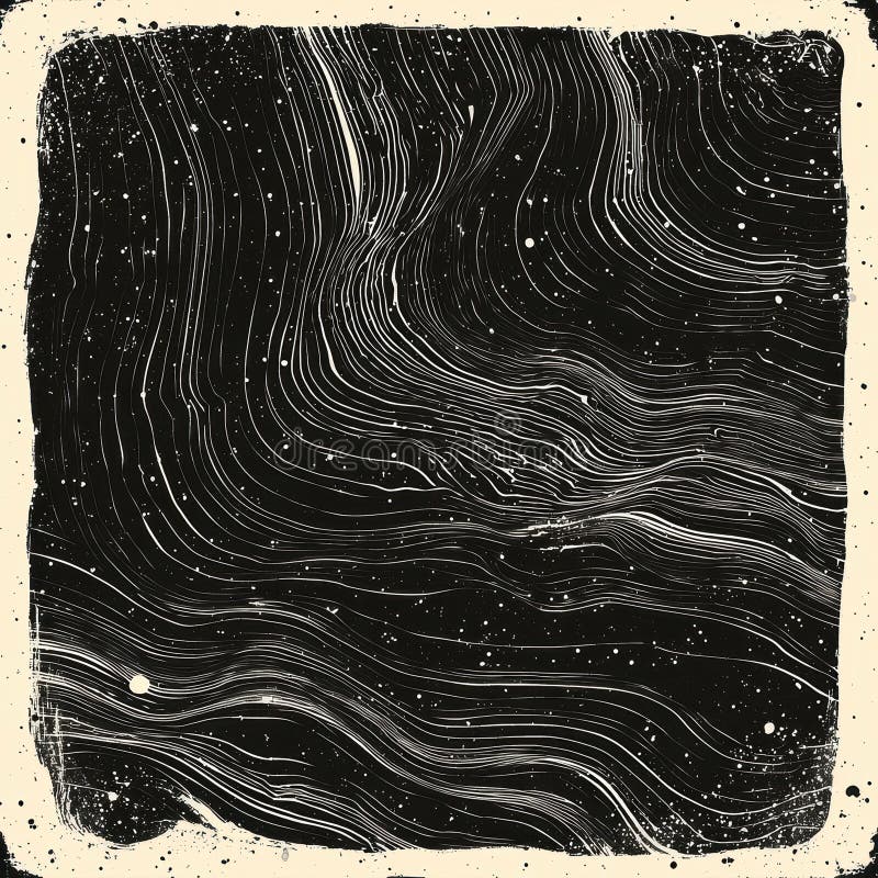 A Stylized Image Showcasing Waves, Celestial Elements, and Either ...