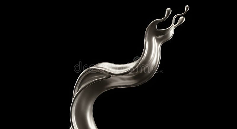 Silver Liquid Splash on Black Background Stock Illustration ...