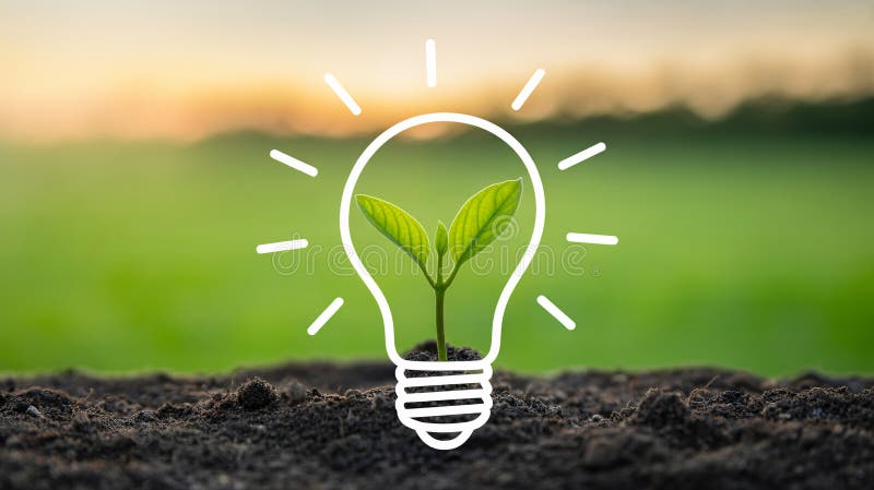 Growth and Innovation Concept: Sprout in Lightbulb Stock Illustration ...