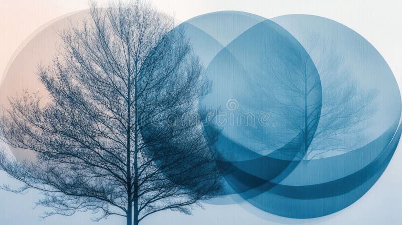 A Stylized Image of a Tree with Overlapping Circular Shapes in Blue ...