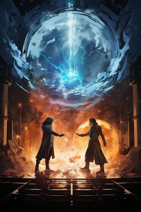 A Stylized Image of Two Opposing Forces Colliding, Such As Fire and Ice ...