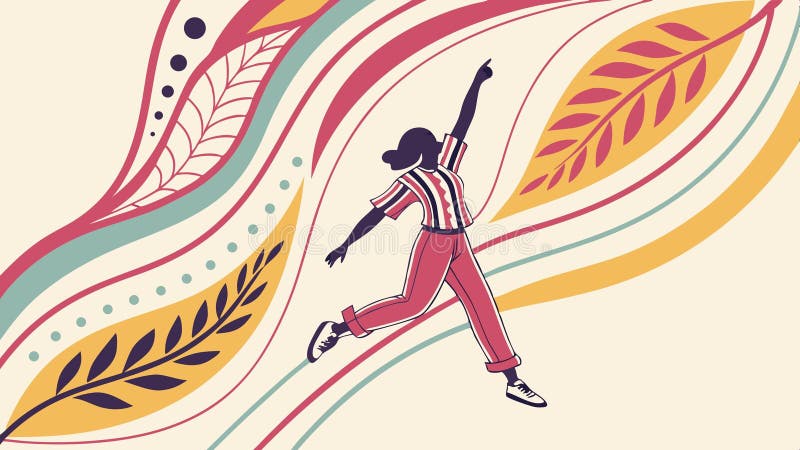 Stylized Image of a Woman Running with Abstract Background Shapes ...