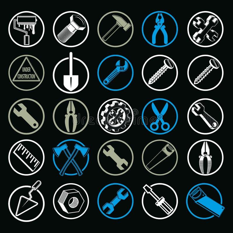 Stylized Industrial Vector Icons, 3d Work Tools Collection. Set Stock ...