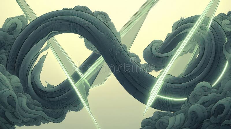 A Stylized Infinity Symbol Entwined with Clouds and Sharp Lines ...