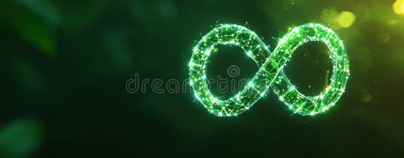 Stylized Infinity Symbol Glowing with Green Lights and Sparkles Stock ...