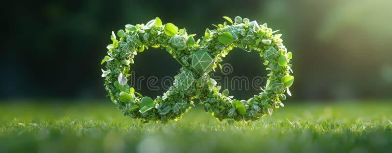 Stylized Infinity Symbol Made of Green Leaves and Plants, Symbolizing ...