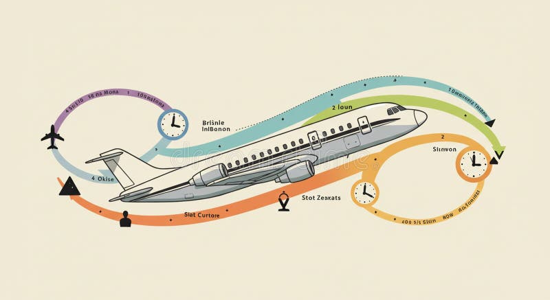 Stylized Infographic Featuring an Airplane with a Flight Path ...