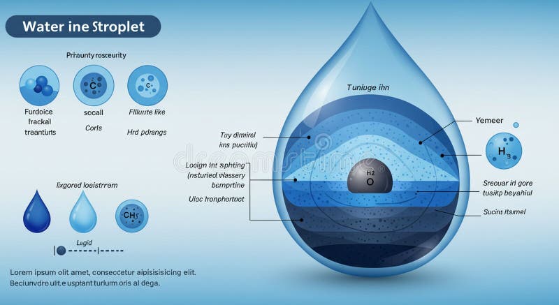 A Stylized Infographic Represents the Structure of a Water Droplet ...