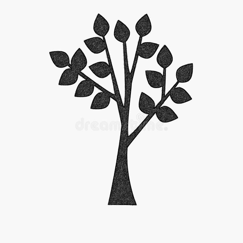 Stylized ink tree icon stock illustration. Illustration of simple ...