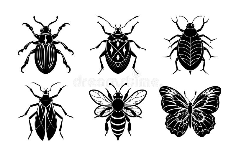 Stylized Insect Silhouettes: Vector Icon Bundle Stock Vector ...