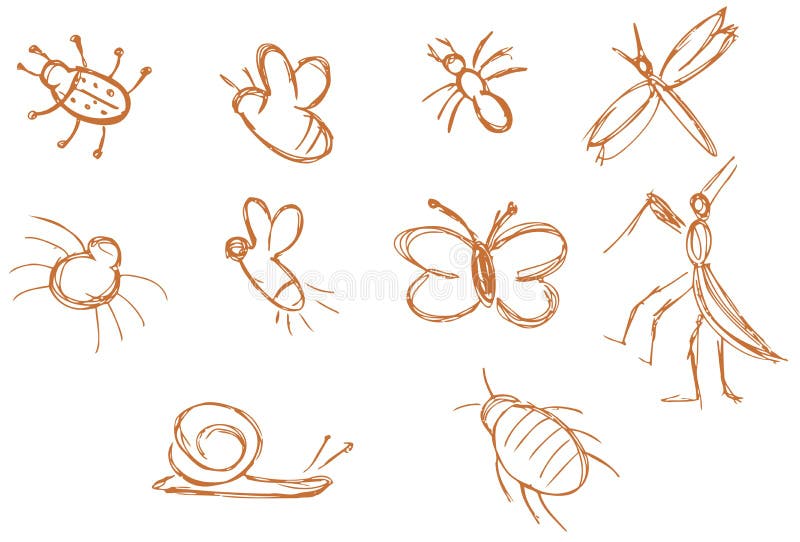 Stylized insects stock illustration. Illustration of icon - 38962768