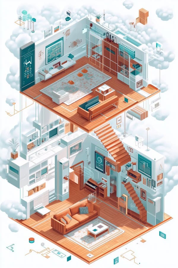 Stylized Interior Design of a Modern Two-story Home with a Cozy ...