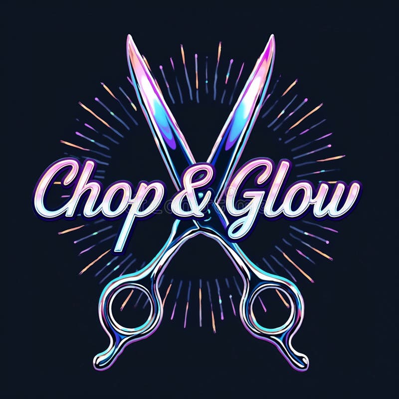 Stylized Iridescent Scissors with Radiating Light Bursts Stock ...