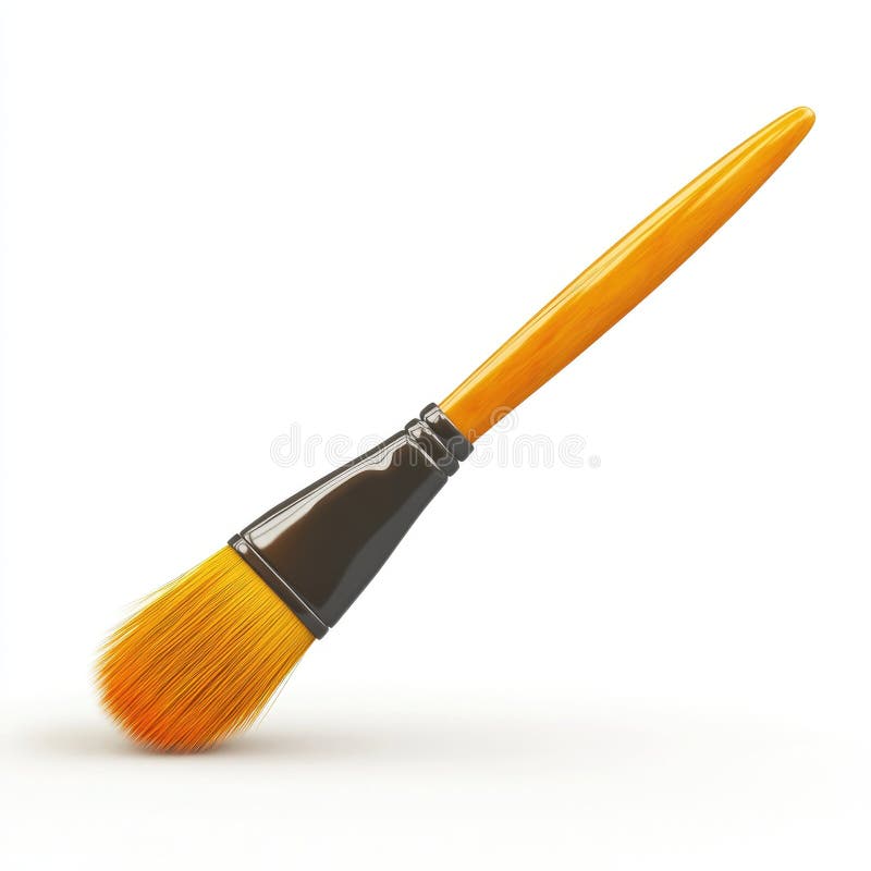 Professional Artist Paintbrush with Wooden Handle, Isolated on White ...