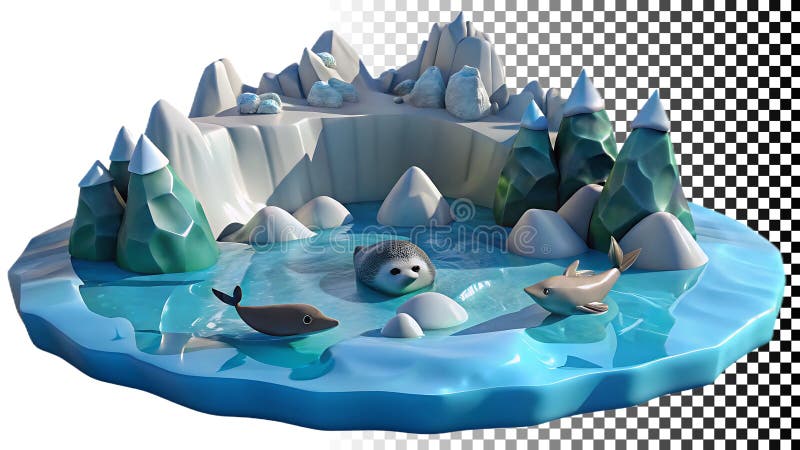 Isometric Arctic Landscape Ice Water Stock Illustrations – 282 ...