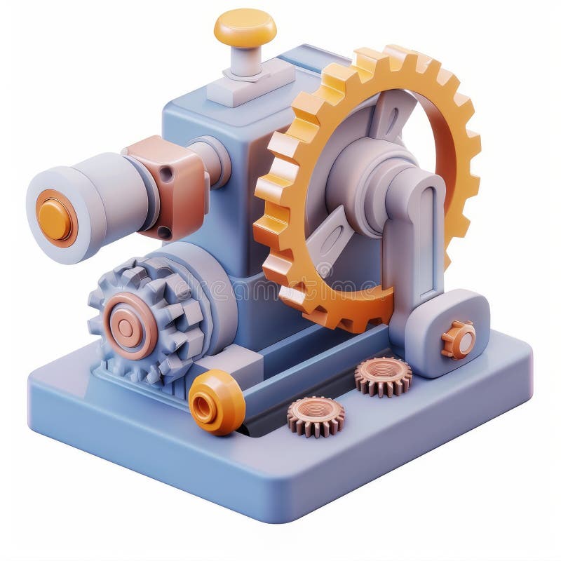 Stylish 3D Render of a Miniature Gear Mechanism Stock Illustration ...