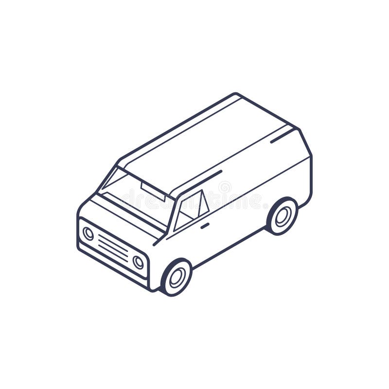 Stylized Isometric Line Icon of a Delivery Van Showcasing Modern Design ...