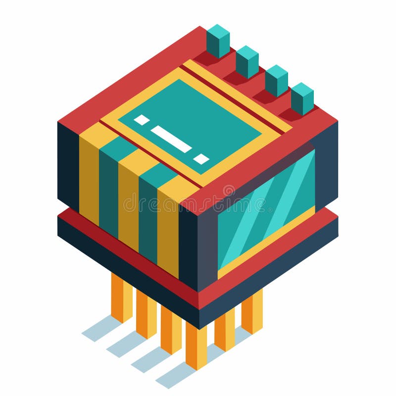 A Stylized Isometric Representation of an Electronic Component with a ...