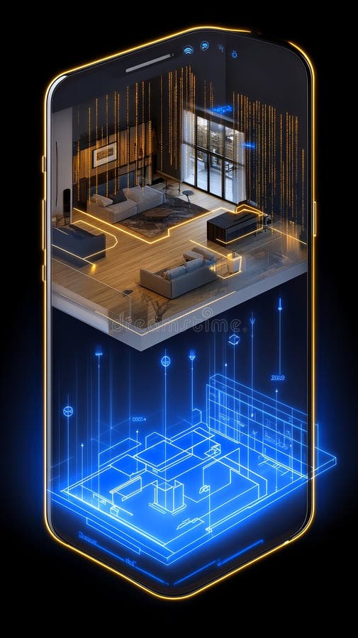 Stylized Isometric Visualization of a Smart Home Technology System on a ...