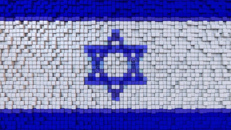 Stylized Mosaic Flag of Israel Made of Pixels, 3D Rendering Stock ...