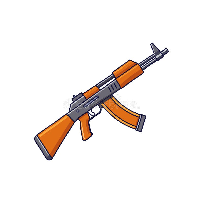 Stylized Kalashnikov AK-47 Gun Illustration with Bright Colors Stock ...