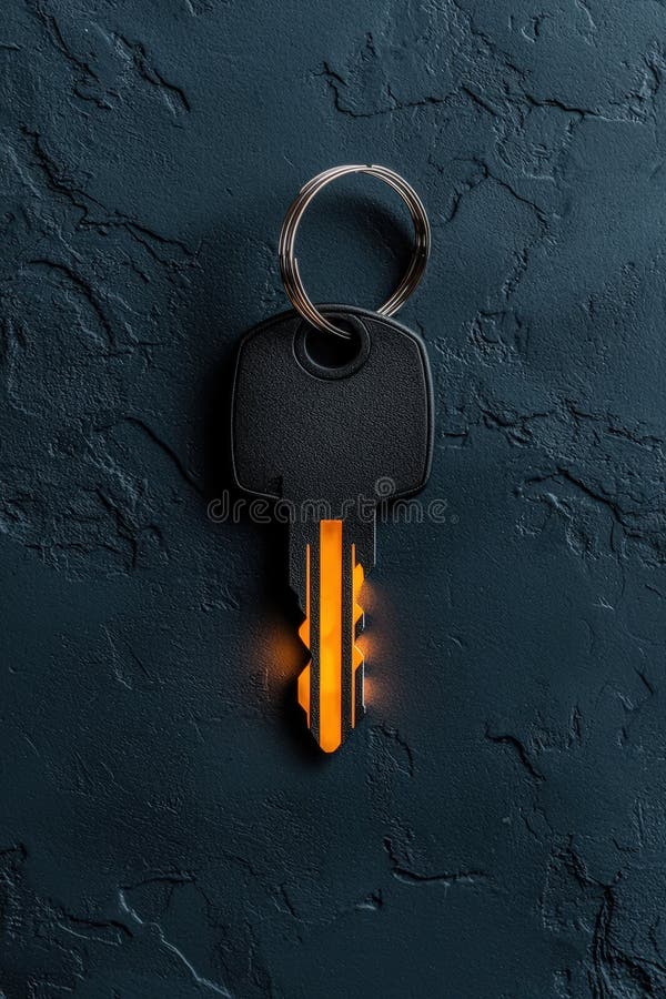 Stylized Key with Golden Glow Symbolizing Access and Solutions on Dark ...