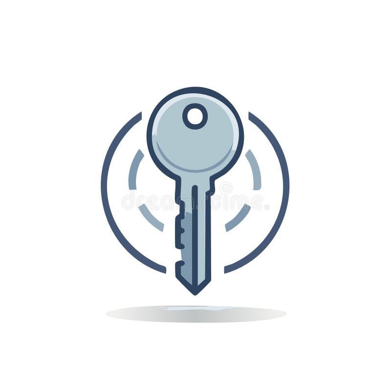 Stylized Key Graphic with Circle and Motion, Security Concept, Simple ...