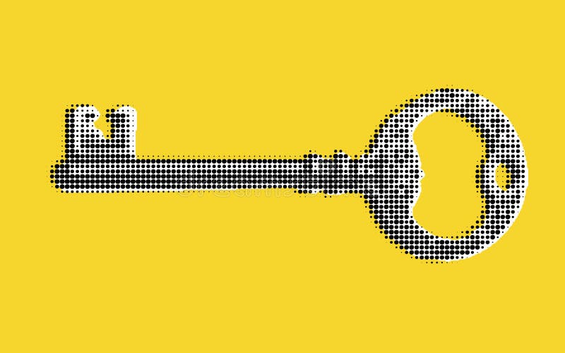Stylized Key Illustration on Yellow Background Stock Illustration ...