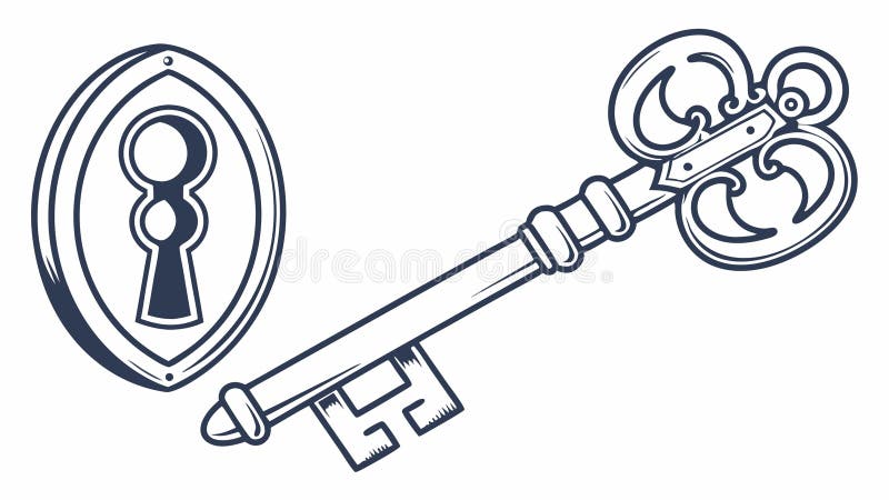 Stylized Key and Keyhole Elements Together in a Simple Illustration ...