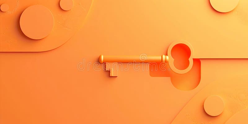 Stylized Key on Orange Background Stock Illustration - Illustration of ...