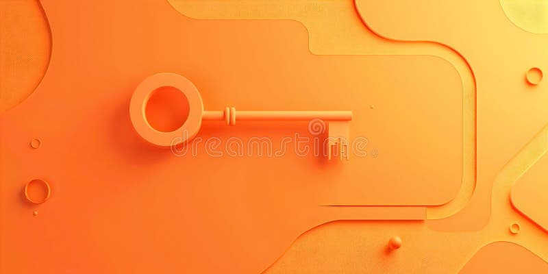 Stylized Key on Orange Background Stock Illustration - Illustration of ...
