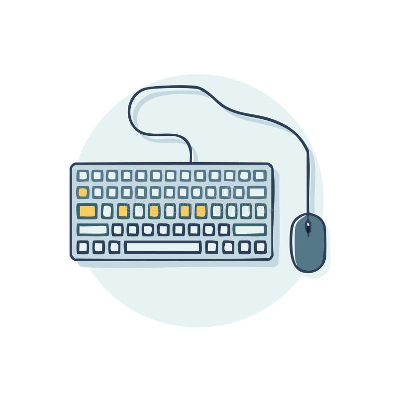 Stylized Keyboard and Mouse Illustration, Modern Tech Device, Blue and ...