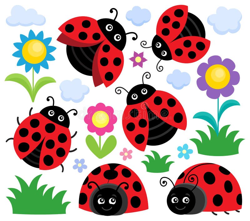 Stylized Ladybugs Theme Set 1 Stock Vector - Illustration of season ...