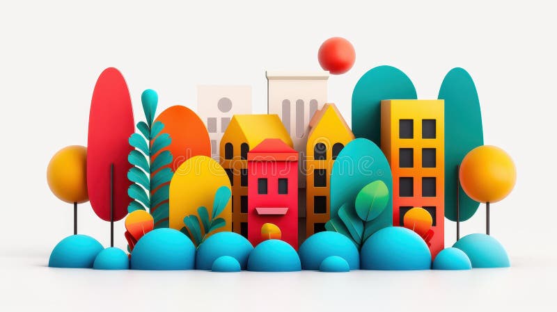 Stylized Landmarks in Vibrant Geometric Shapes Create a Modern Visual ...