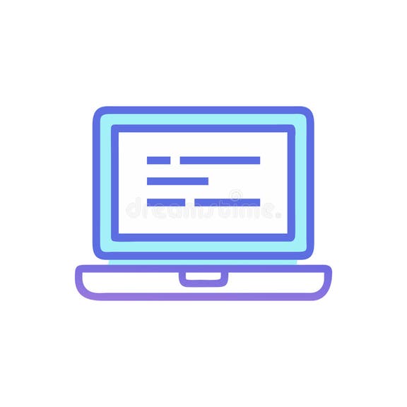 Stylized Laptop Computer with Text Placeholder on Screen Illustration ...