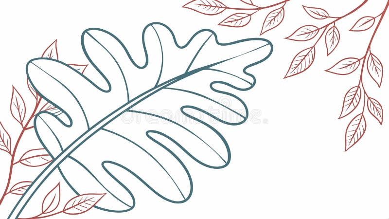 Stylized Leaf with Decorative Floral Branches, Natural Design Element ...