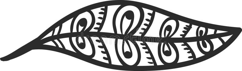 Stylized Leaf Featuring Decorative Patterns, Blending Nature and Art in ...