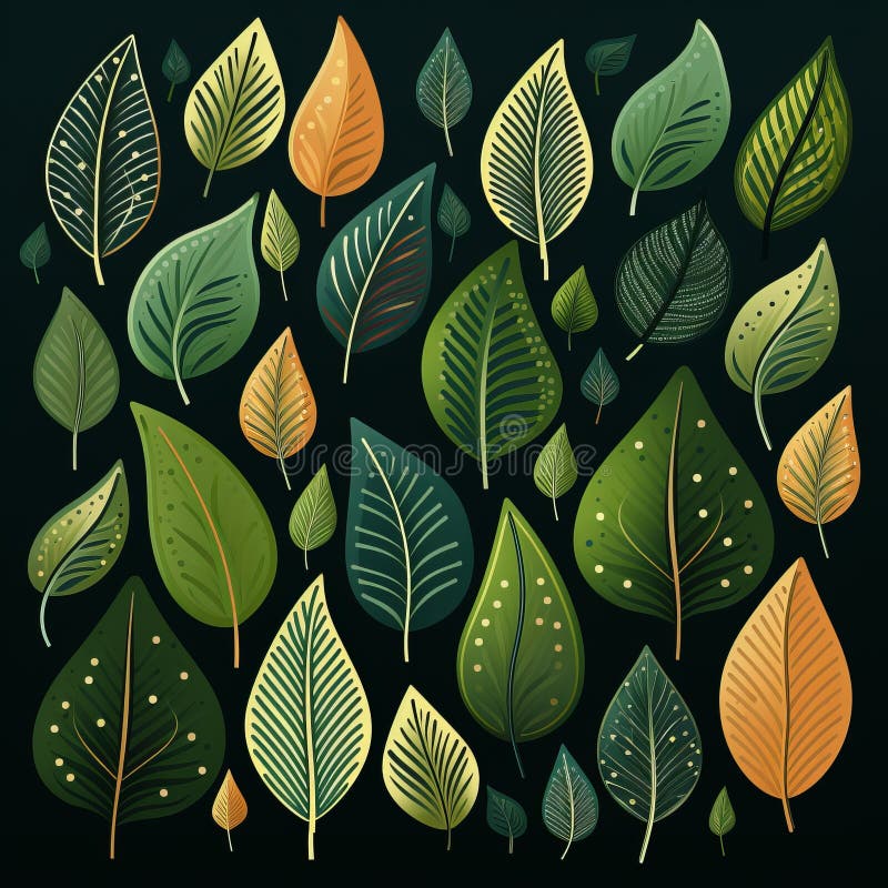 Stylized Leaf Icon Pattern: Vibrant and Detailed Illustrations by Paul ...