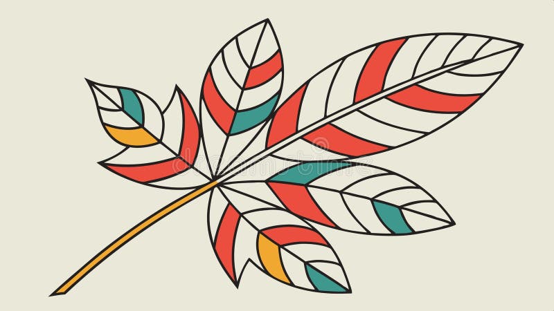 Stylized Leaf Illustration with Unique Segmented Colorful Pattern ...